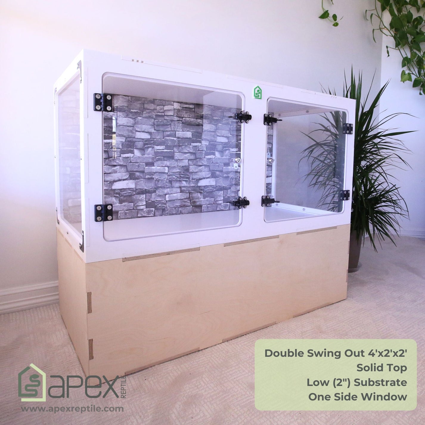 Modular PVC Reptile Enclosure 4'x2'x2' Double Swing Down Doors - Apex ...